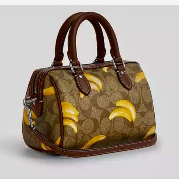 Coach | Bags | Coach Mini Rowan Crossbody Satchel Bag In Signature Canvas With Banana Print ...